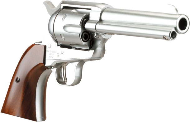 話題のSAAに真打ち登場！「東京マルイ エアーリボルバープロ SAA.45 シビリアン4-3/4インチ ブラック＆シルバー」 | ニュース | アームズマガジンウェブ